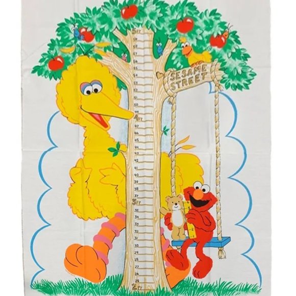 Vintage | Other | Vintage Sesame Street Big Bird And Elmo Growth Chart ...